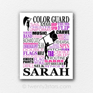 Custom Colorguard Poster, Color Guard Wall Art, Color Guard Team Gift ...