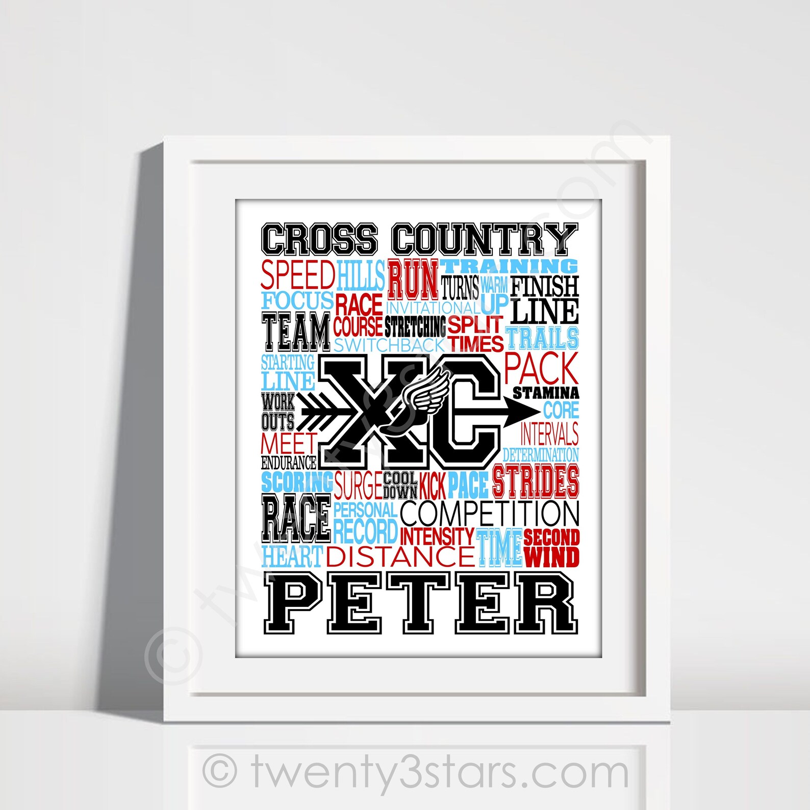 Custom Cross Country Typography Art: Runner/coach Gift - Etsy
