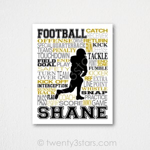 Football Running Back Art, Football Typography Poster, Football Team ...