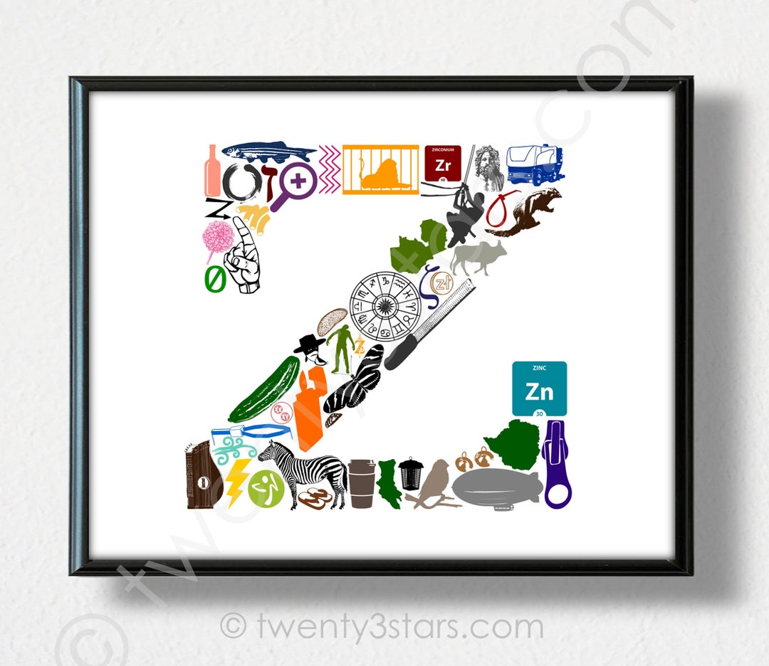 Letter Z Poster Letter Z is for Art Z Nursery Wall Art Baby - Etsy