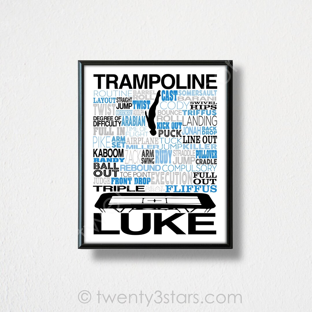 Boy's Trampoline Word Art Trampolining Gift Gift for - Etsy