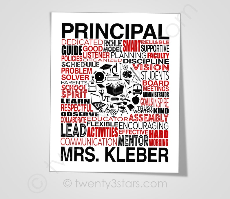 Custom Principal Word Art Poster: Personalized School Gift - Etsy