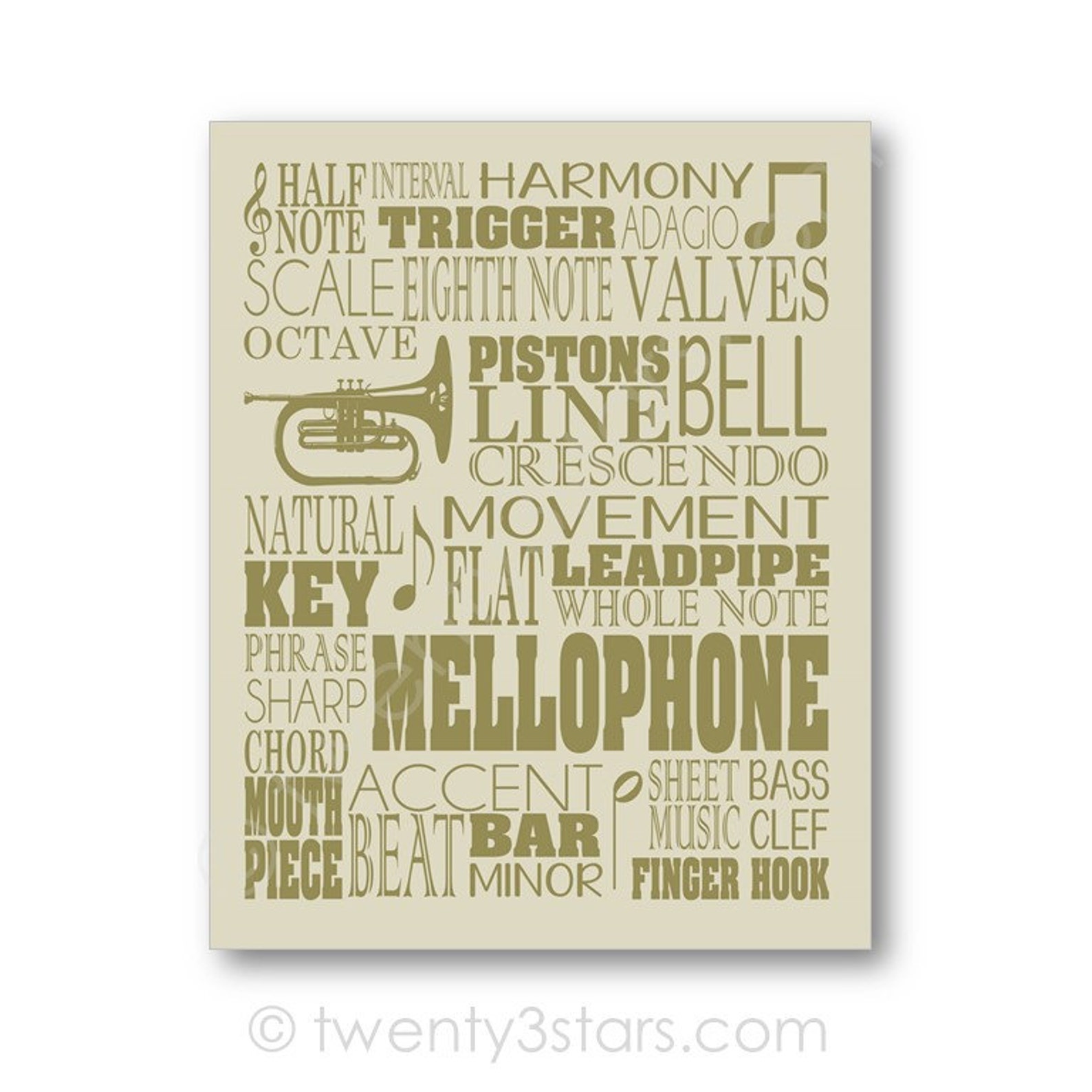 Mellophone Typography Poster Mellophone Player Gift | Etsy