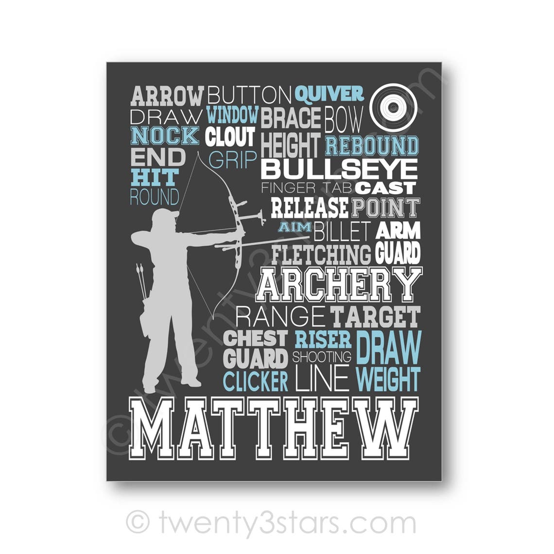 Archery Typography Poster Gift for Archer Archery Art Print | Etsy
