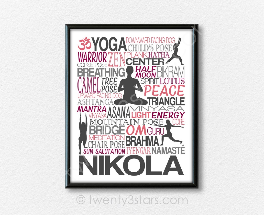 Yoga Typography Poster Print Yoga Studio Name Art Namaste - Etsy