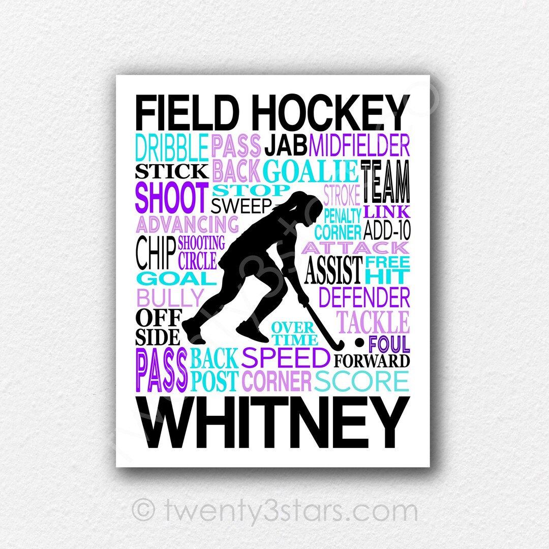 Girls Field Hockey Typography Poster Print, Field Hockey Art, Field ...