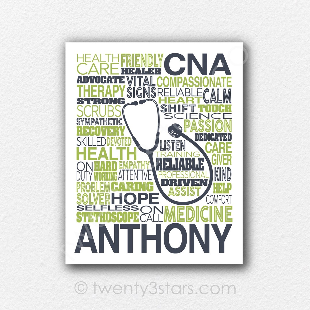 CNA Art Poster: Personalized Nurse Design - Custom Colors - Etsy