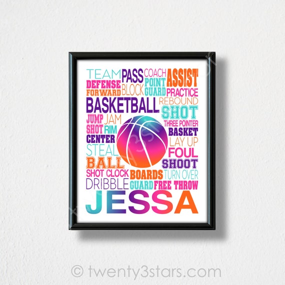 Personalized Girl's Basketball Poster Typography Girls | Etsy