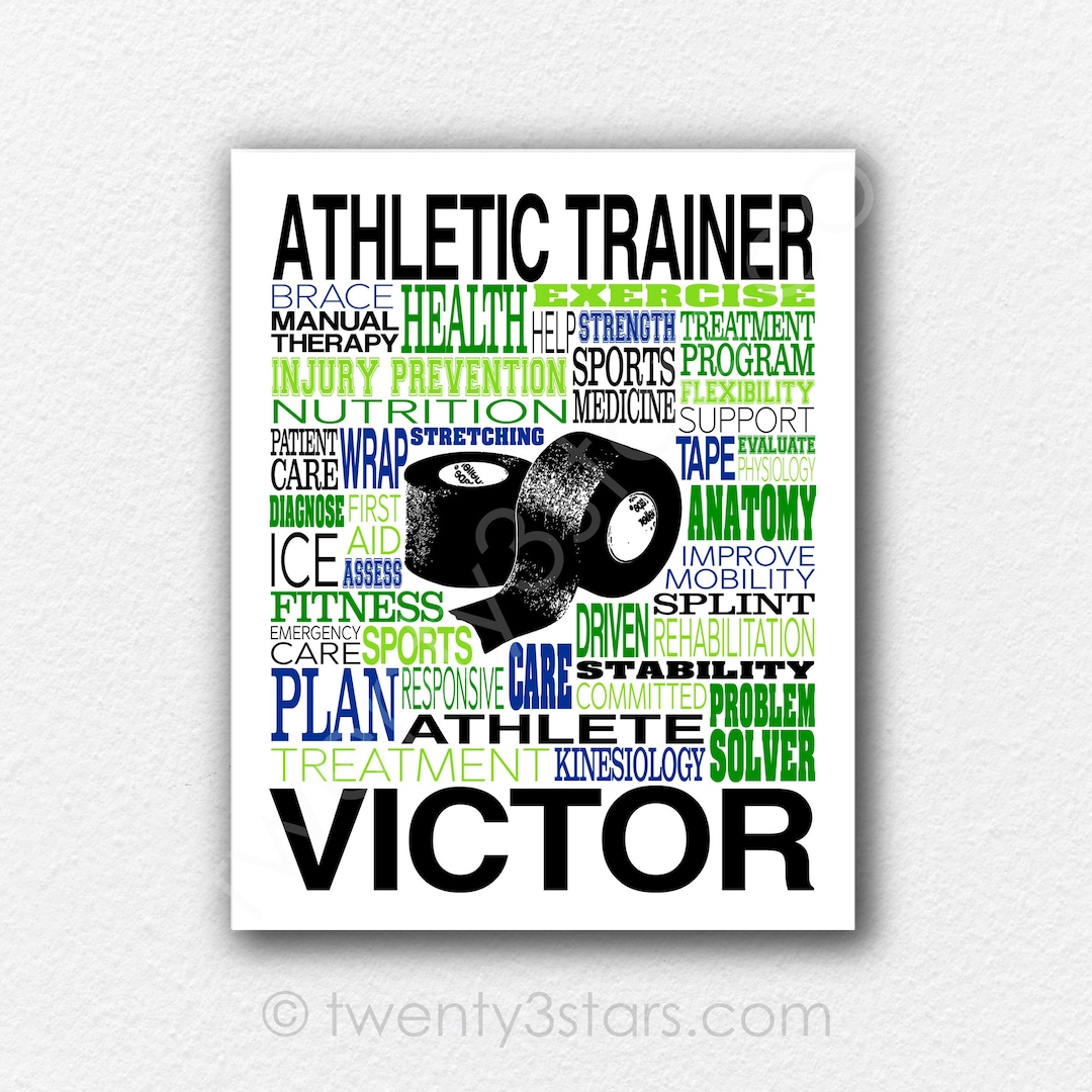 Personalized Athletic Trainer Poster, Gift for Athletic Trainer ...