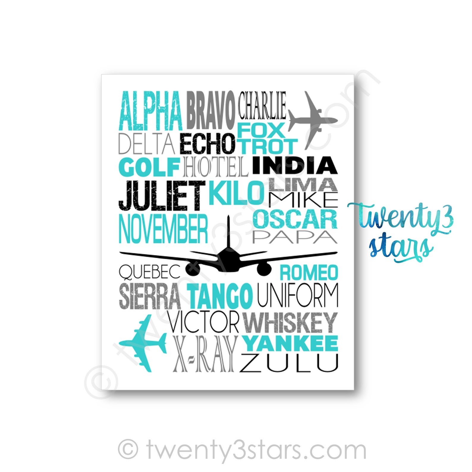 Phonetic Alphabet Poster Airplane Nursery Art Airplane Wall | Etsy
