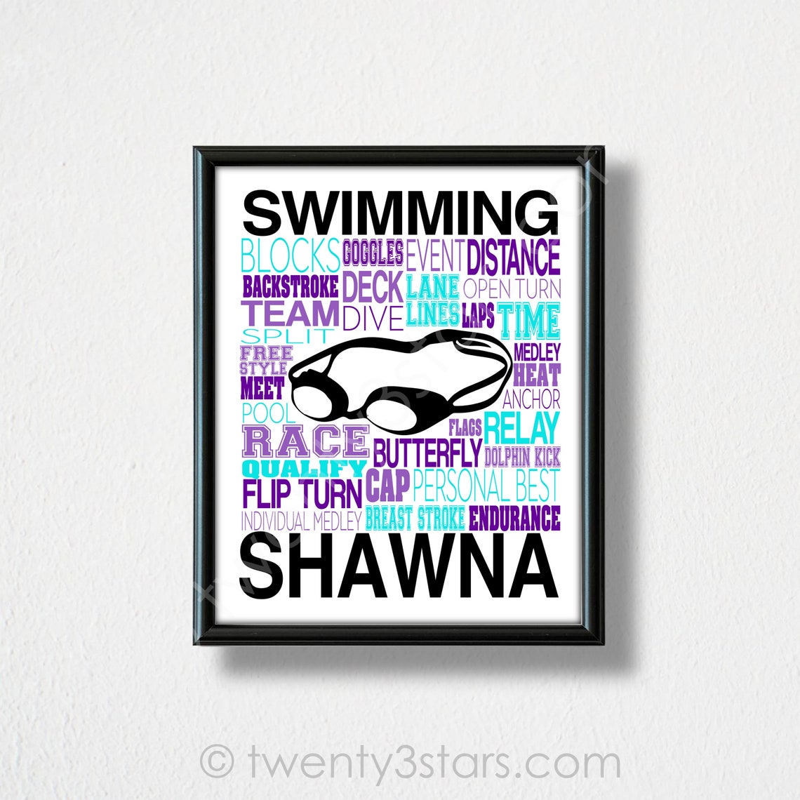 Swimming Word Art Swimmer Typography Swim Gift Gift for - Etsy