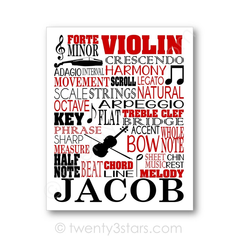 Violin Word Art Violinist Gift Orchestra Wall Art Violin | Etsy