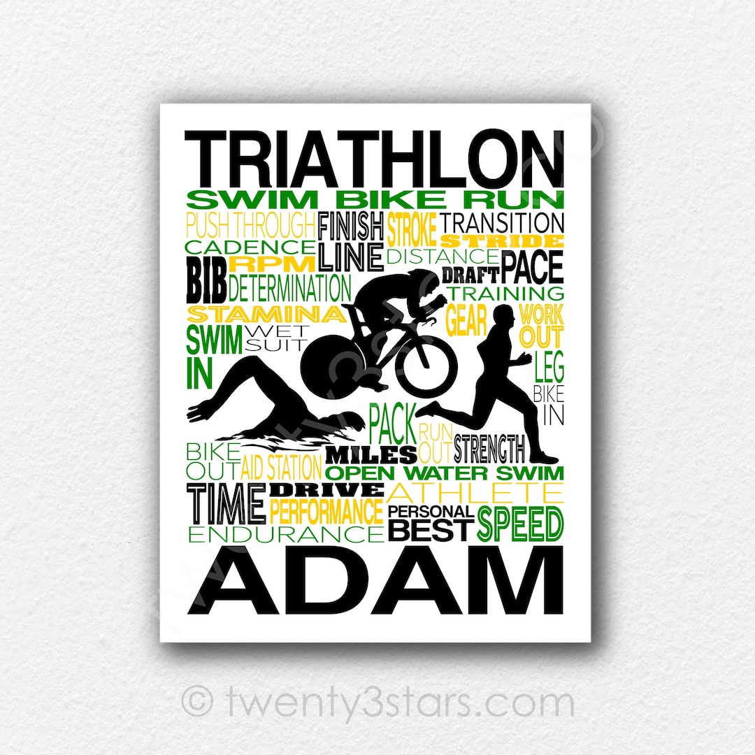 Custom Triathlon Poster, Triathlon Poster, Gift for Triathlete ...