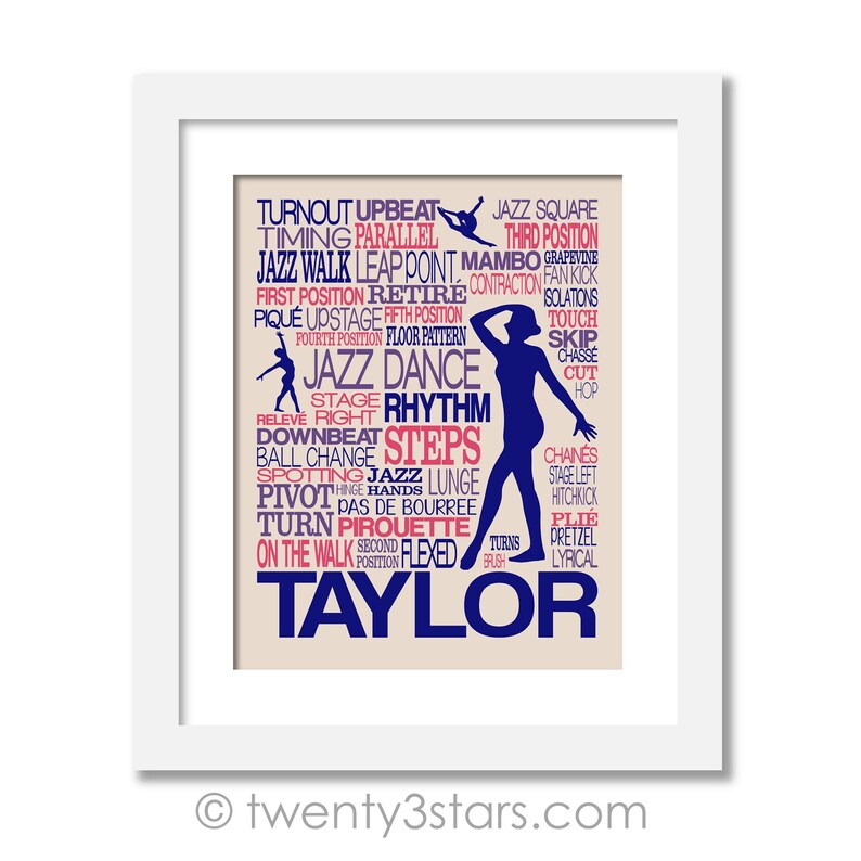 Jazz Dance Typography Poster Personalized Jazz Dancer Art | Etsy