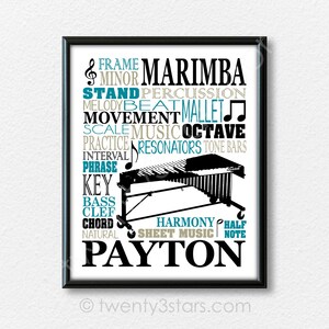 Marimba Typography Poster, Marimba Gift, Marimba Player Art, Marimba ...