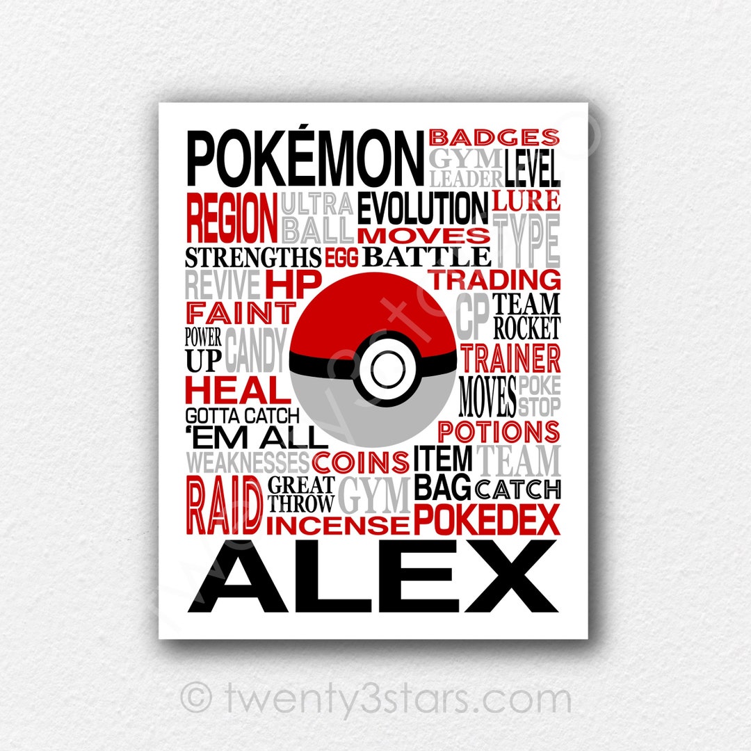 Personalized Pokemon Poster, Gift for Pokemon Player, Pokemon Gift ...