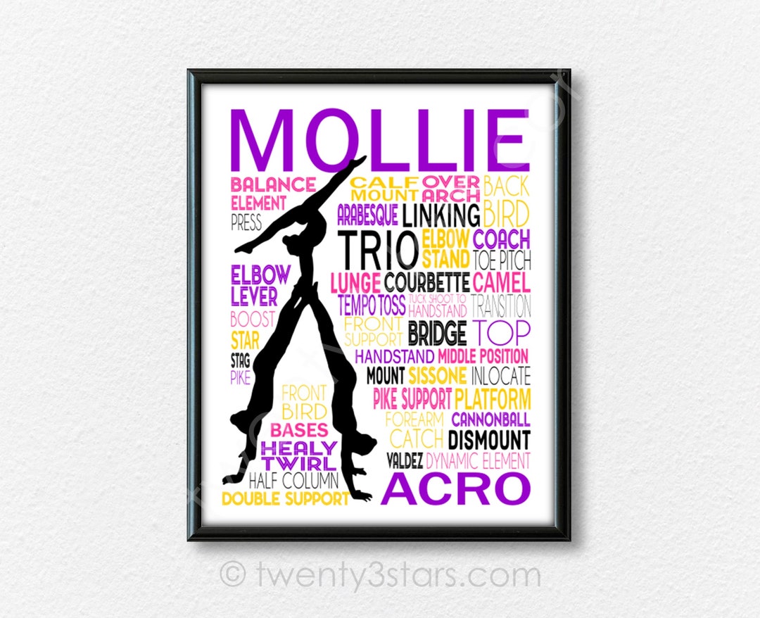 Acro Trio Poster Acro Trio Art Acro Gymnastics Gift Gift - Etsy