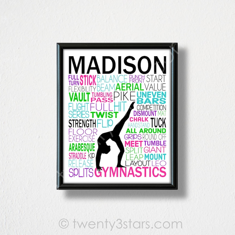 Gymnastics Word Art Poster Gymnastics Gift Gift for - Etsy