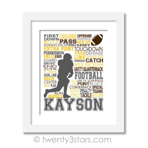 Football Running Back Art Football Typography Poster | Etsy