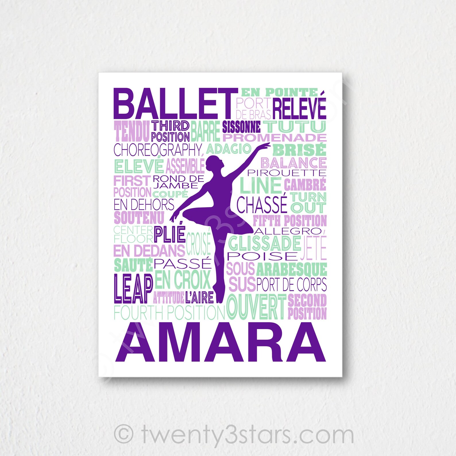 Ballerina Word Art Ballet Wall Art Personalized Gift for - Etsy