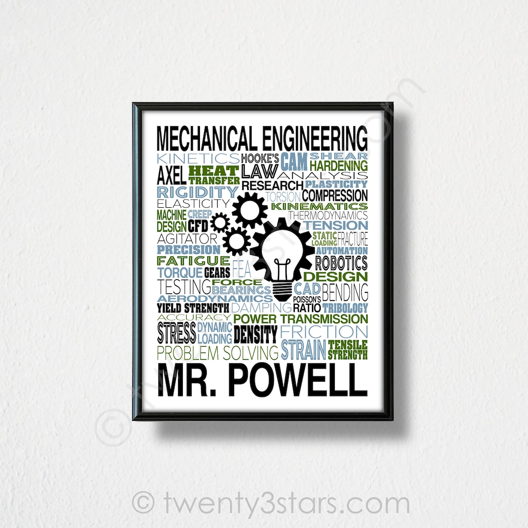 Mechanical Engineering Poster S.T.E.M. Teacher Gift - Etsy