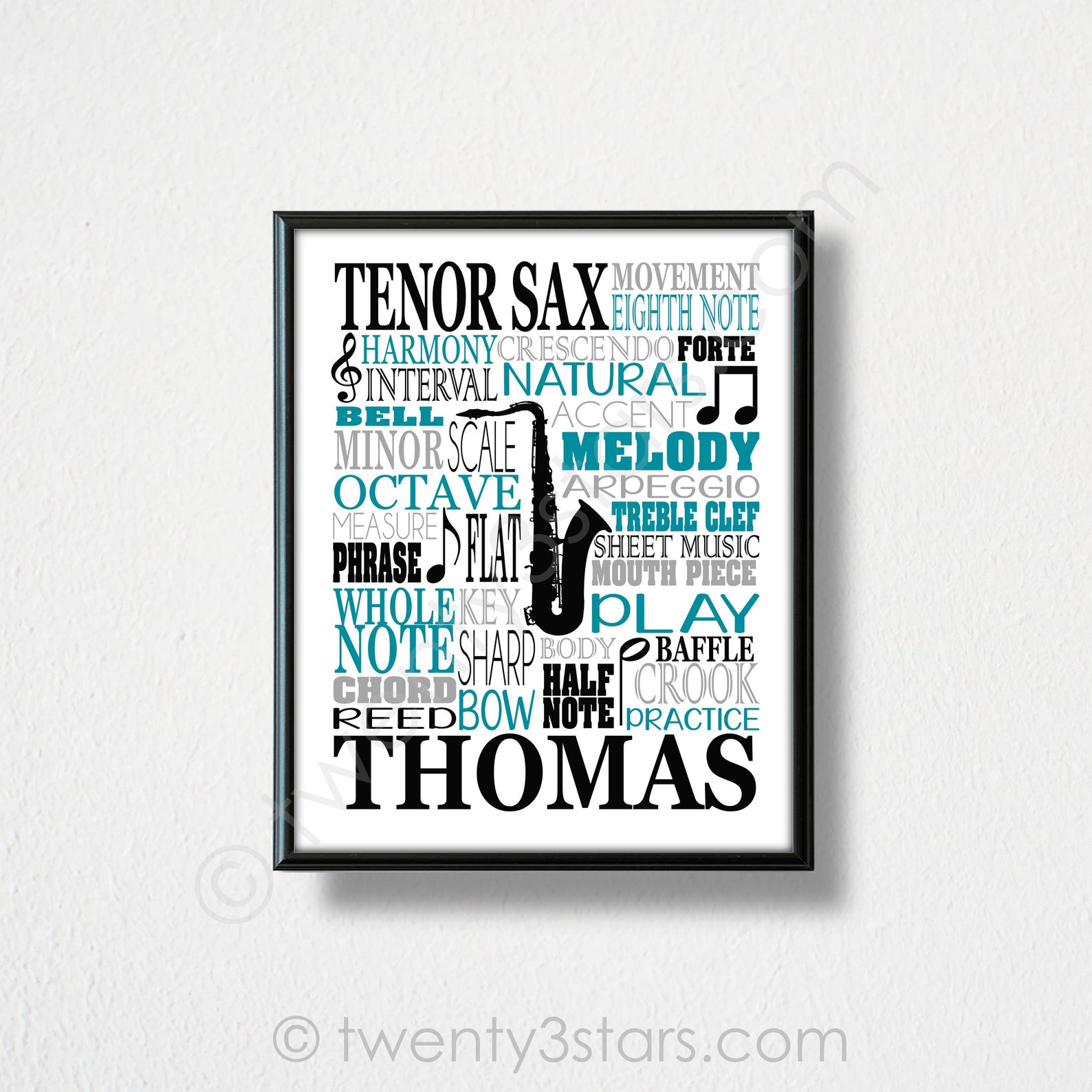 Saxophone Typography Poster Gift for Saxophone Player - Etsy