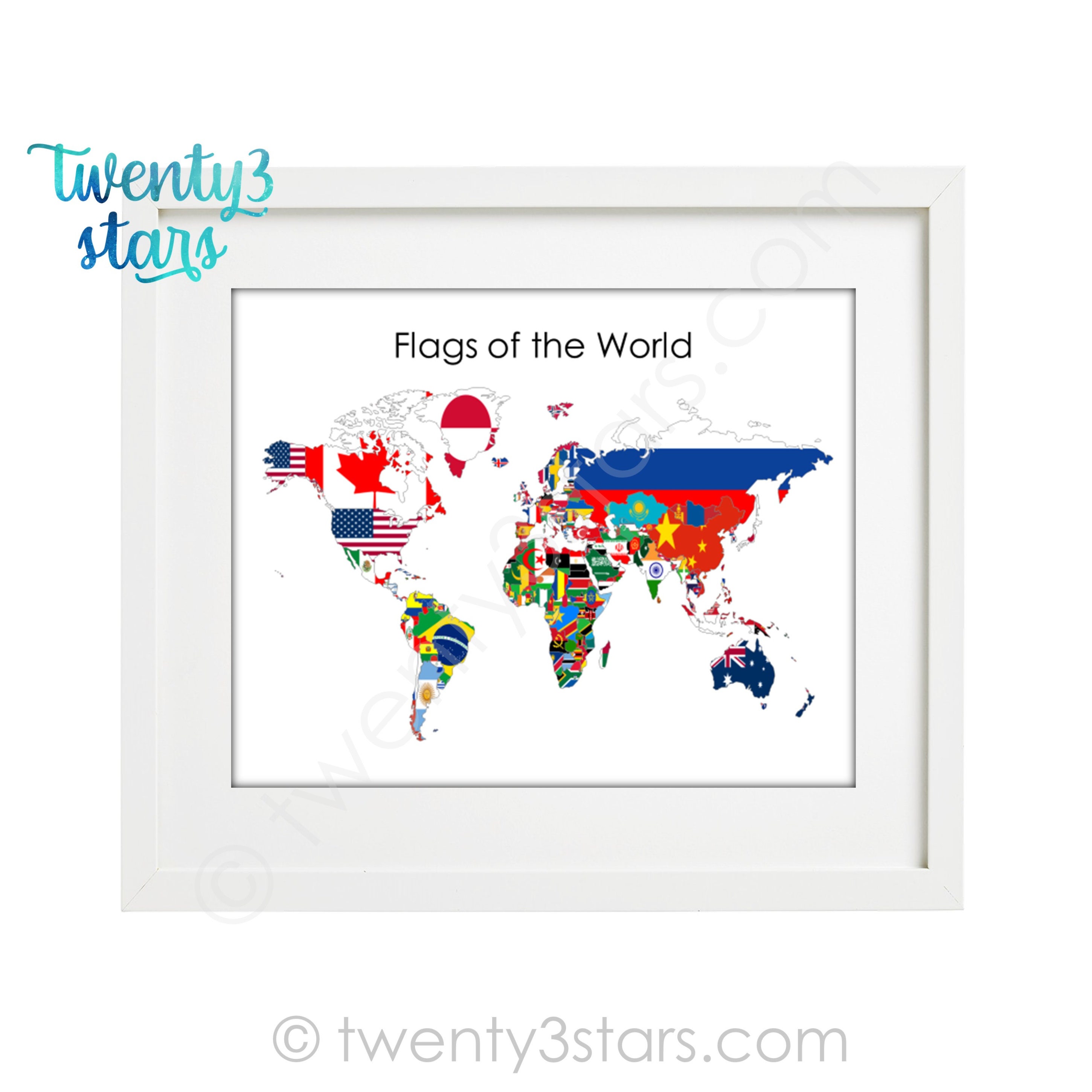 Flags of the World Map Poster World Map Flags Flag Map Art - Etsy UK