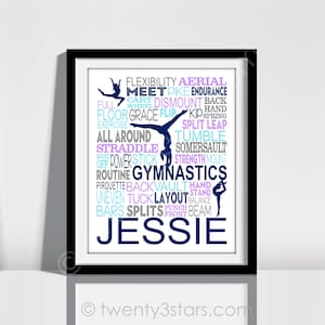 Gymnastics Word Art Poster Gymnastics Gift Gift for | Etsy