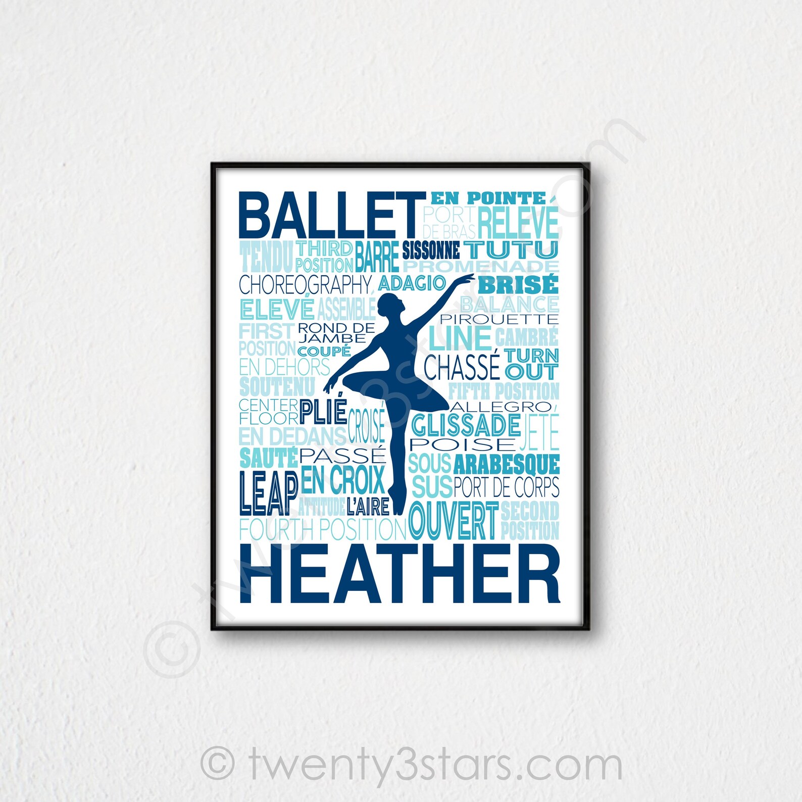Ballerina Word Art Ballet Wall Art Personalized Gift for - Etsy