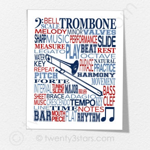Custom Trombone Typography Poster: Marching Band Art - Etsy
