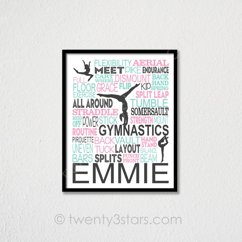 Gymnastics Word Art Poster Gymnastics Gift Gift for - Etsy