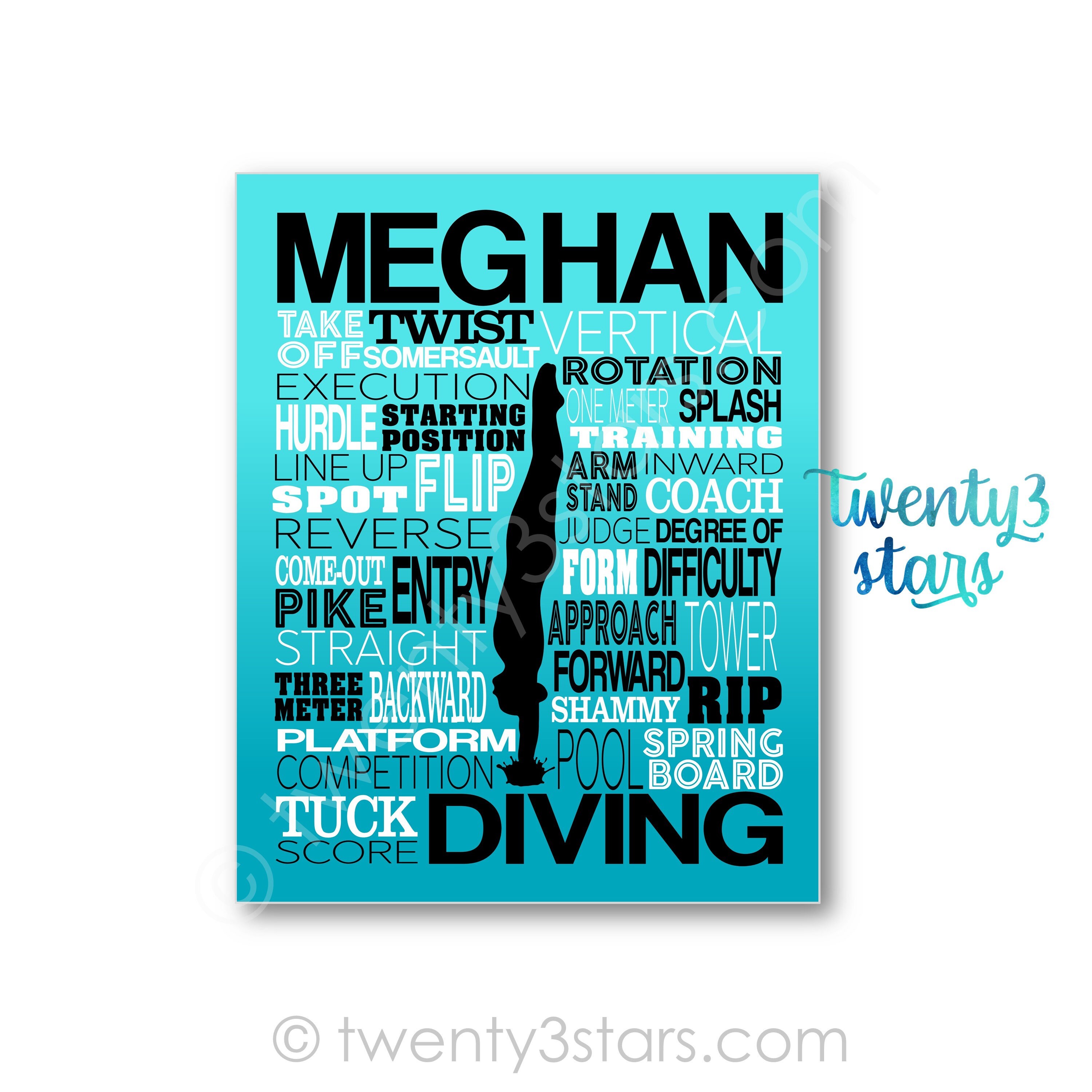 Personalized Diving Poster Diving Typography Art Gift for | Etsy