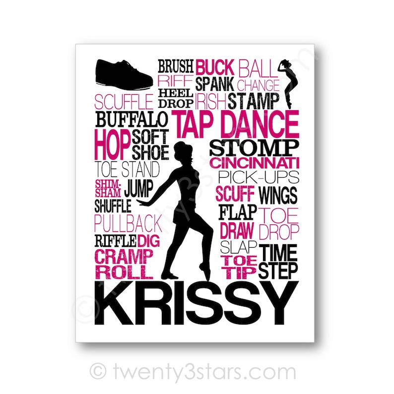 Tap Dance Shoes Poster Tap Dancer Name Art Tap Dancer Gift | Etsy