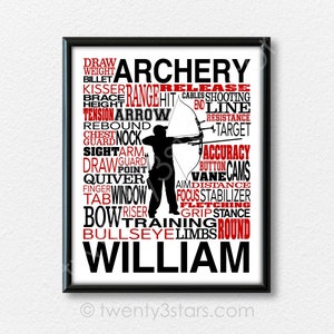 Archery Word Art Poster, Gift for Archer, Archery Art Print, Archery ...