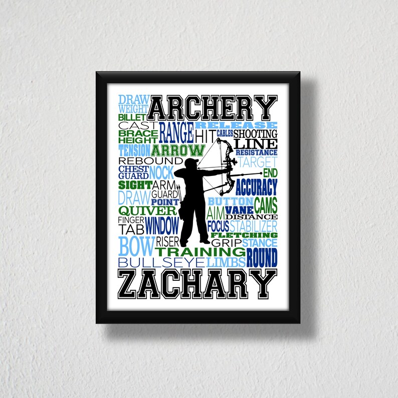 Archery Typography Art Print: Custom Team Colors Available - Etsy