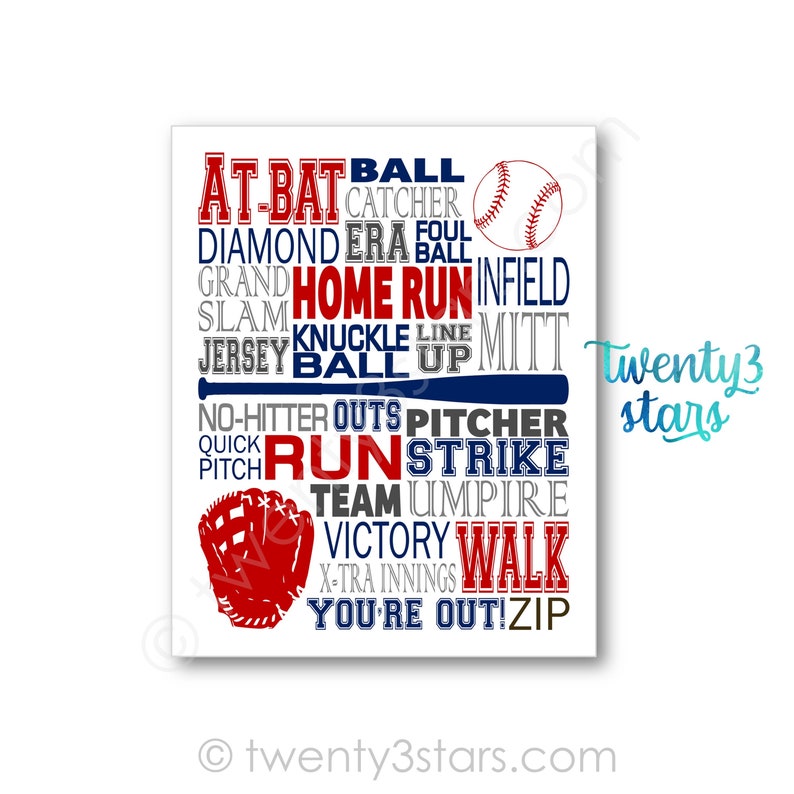 Baseball Alphabet Poster Print Boy's Baseball Room Art | Etsy