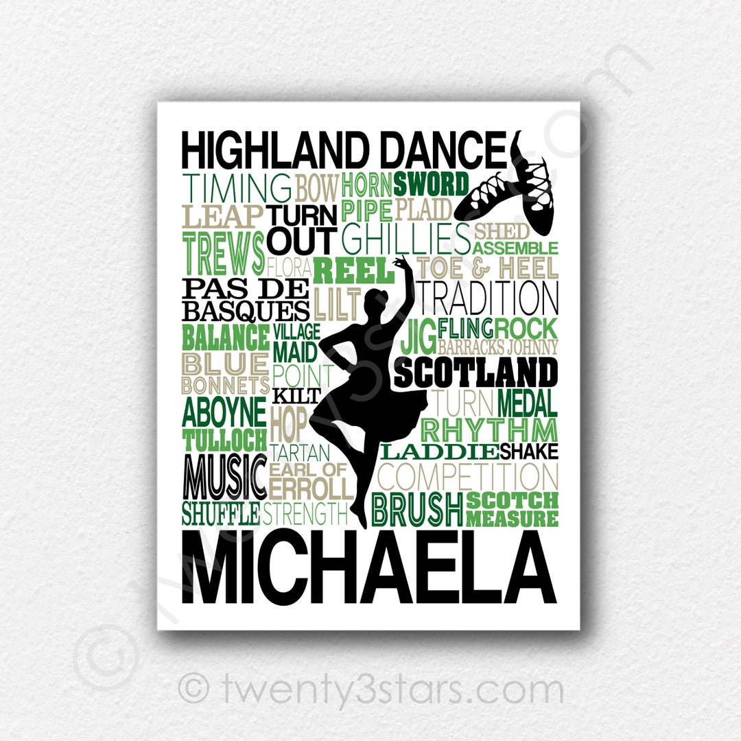 Highland Dance Poster, Scottish Dance Art, Custom Gift for Highland ...