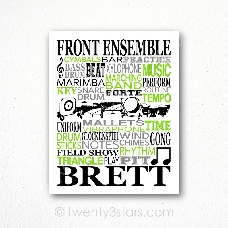 Marching Band Typography Poster: Custom Pit Percussion Art Print - Etsy