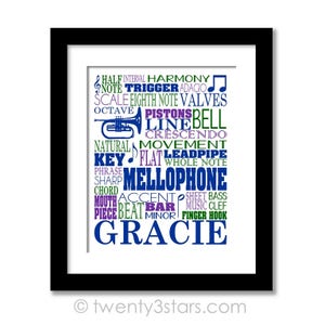 Mellophone Typography Poster Mellophone Player Gift | Etsy