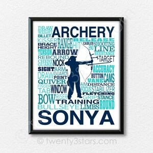 Archery Word Art Poster, Gift for Archer, Archery Art Print, Archery ...