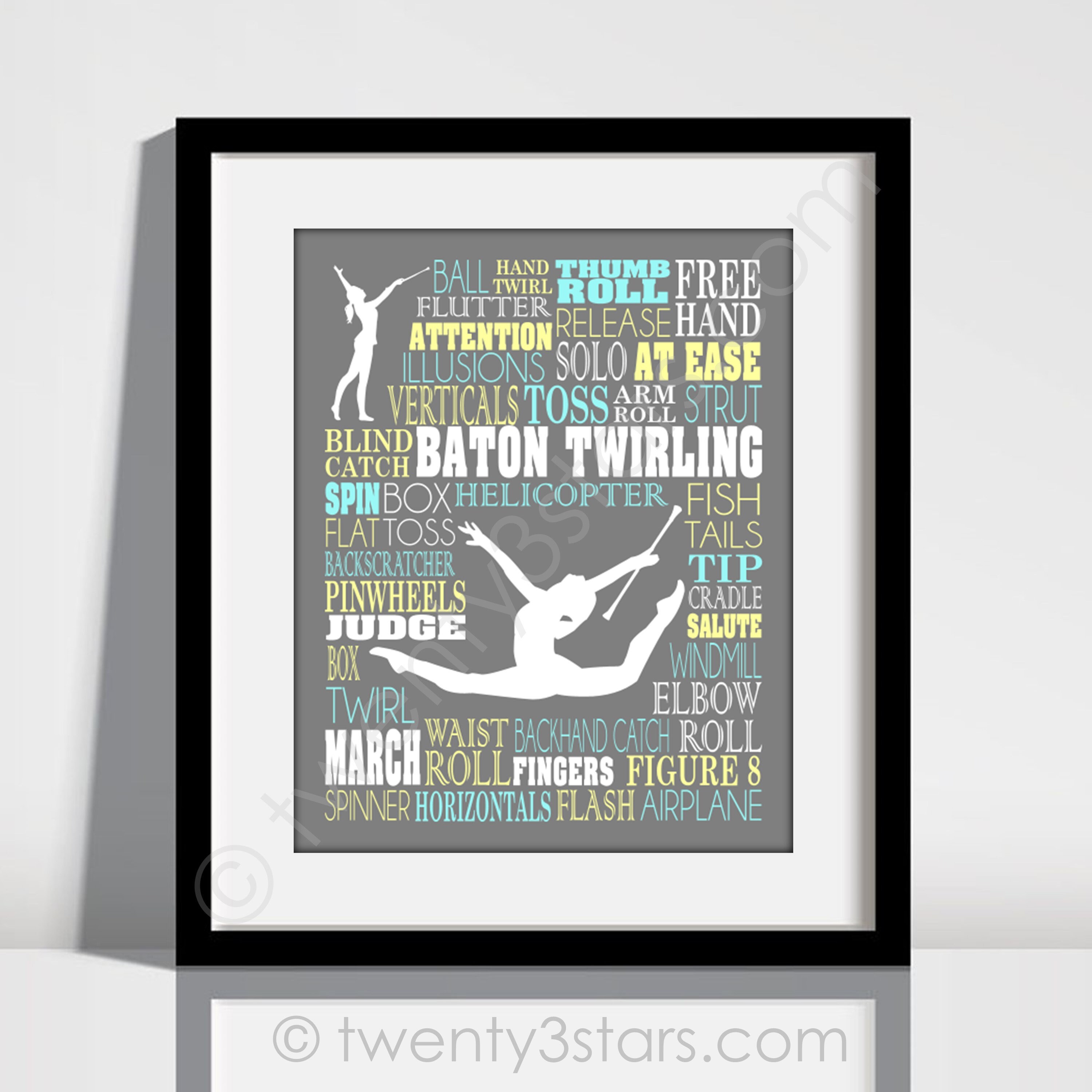 Baton Twirling Word Art Baton Team Gift Baton Twirler Art | Etsy