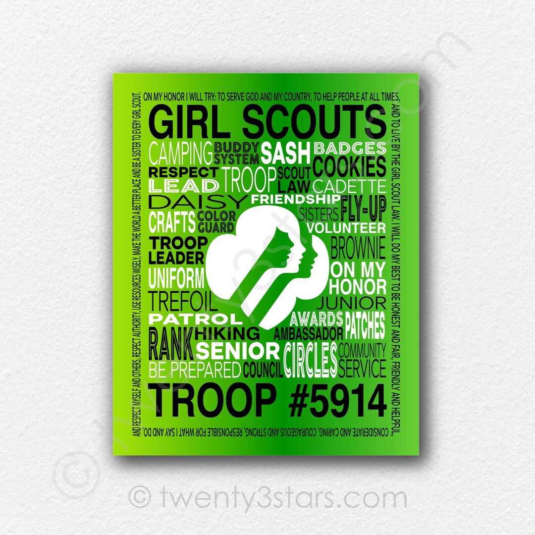 Girl Scouts Word Art, Girls Scouts Art, Gift for Girl Scout Troop ...