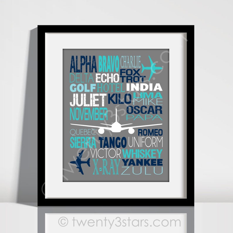 Phonetic Alphabet Poster Airplane Nursery Art Airplane Wall | Etsy