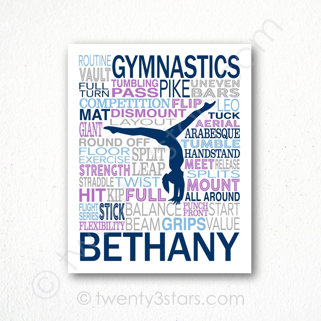 Personalized Gymnastics Word Art, Custom Gymnast Gift for Teams and ...
