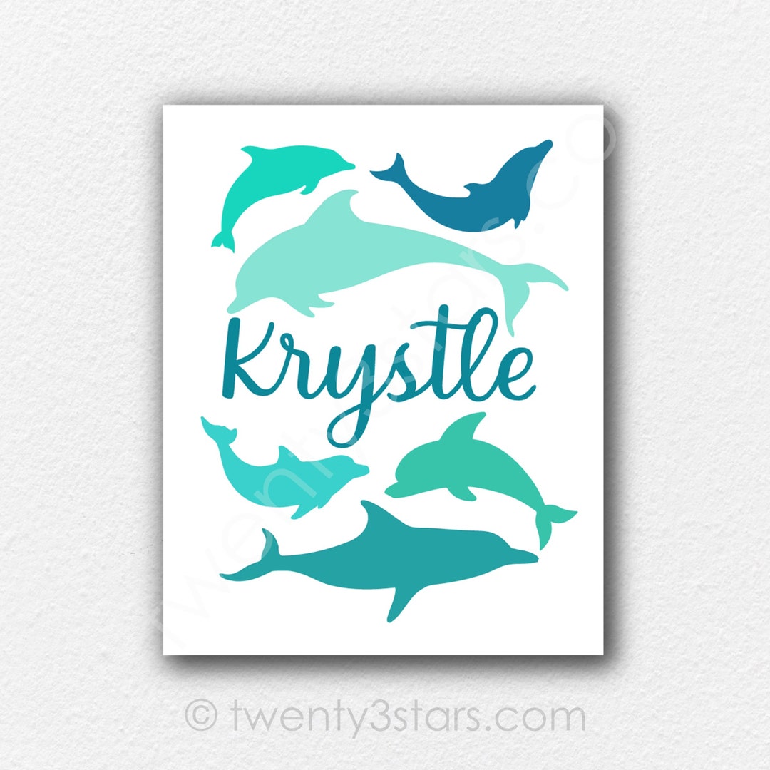 Dolphin Name Poster: Personalized Girl's Room Ocean Art Print - Etsy