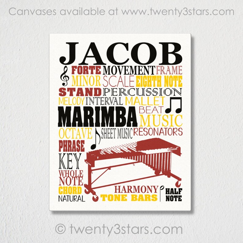 Marimba Typography Poster Marimba Gift Marimba Player Art - Etsy