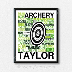 Archery Word Art Poster, Gift for Archer, Archery Art Print, Archery ...