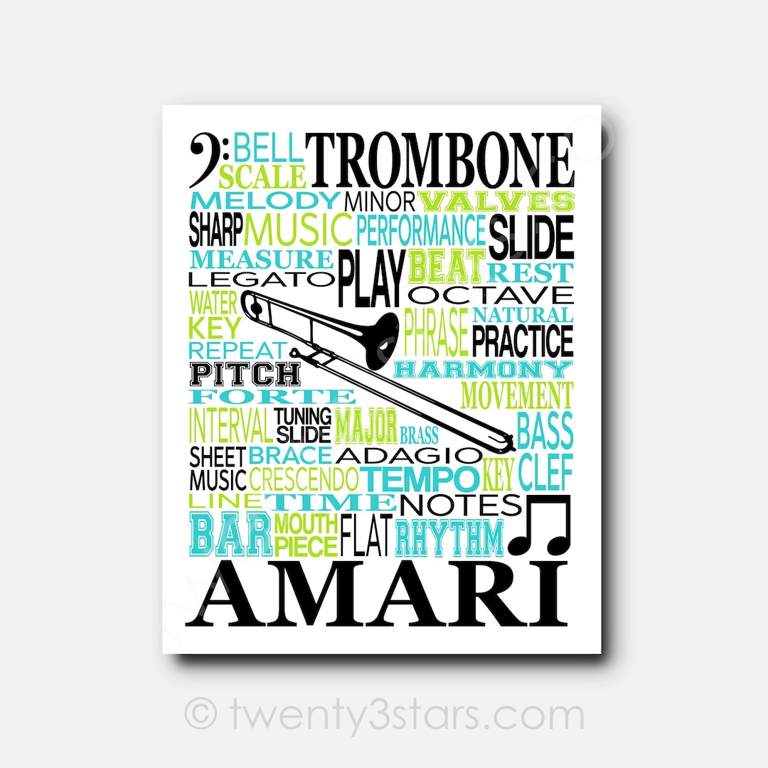 Custom Trombone Typography Poster: Marching Band Art - Etsy