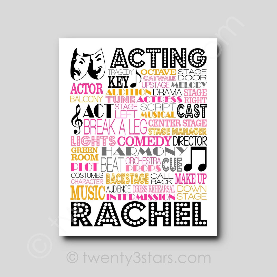 Acting Terms Typography Art Print: Broadway Performer Gift - Etsy Canada