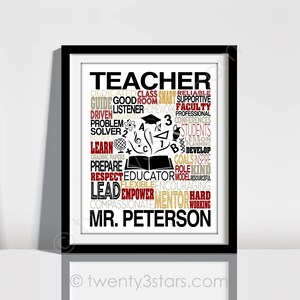 Teacher Typography Poster, Principal Gift, Teacher Poster, Classroom ...